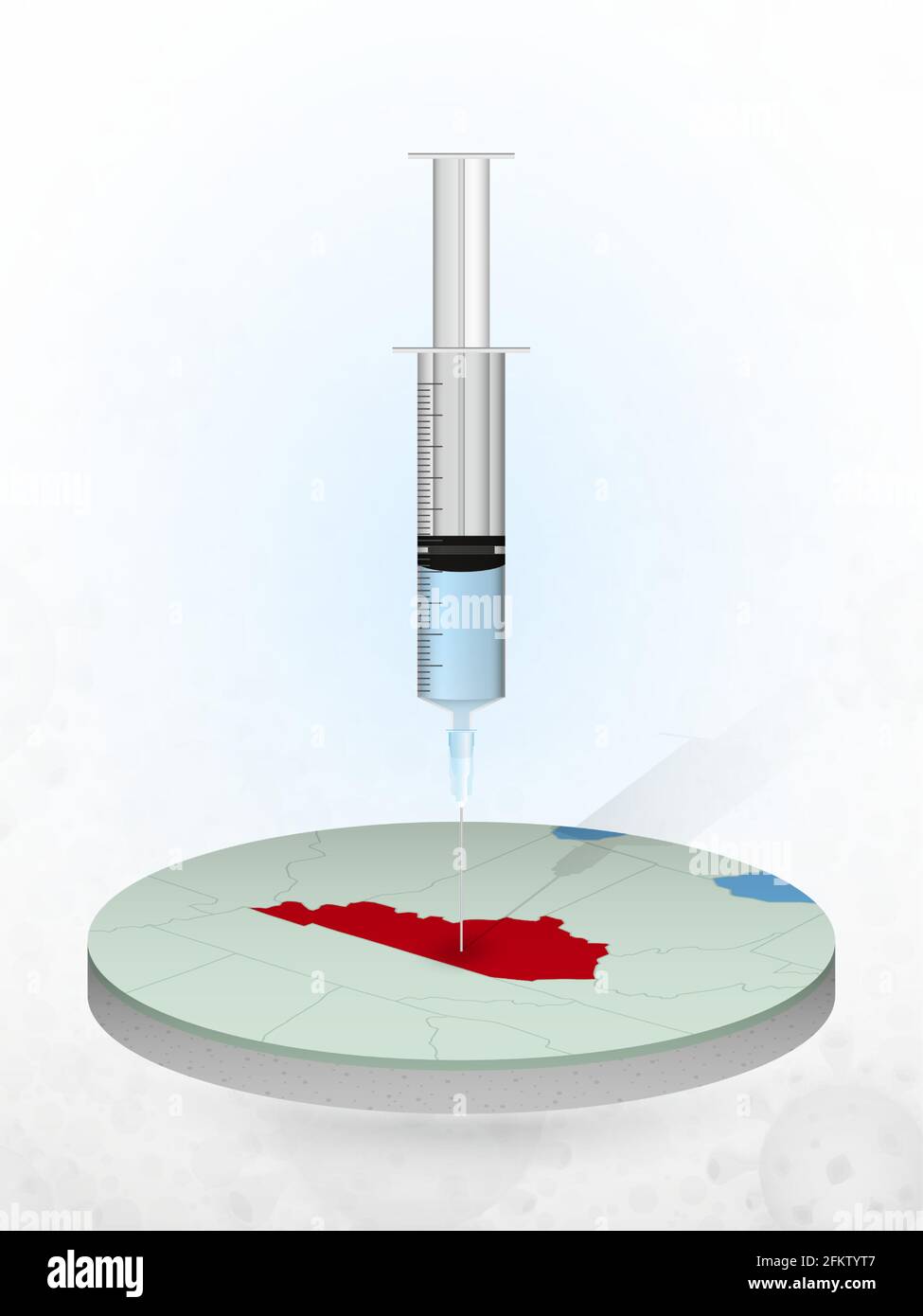 Vaccination of Kentucky, injection of a syringe into a map of Kentucky ...
