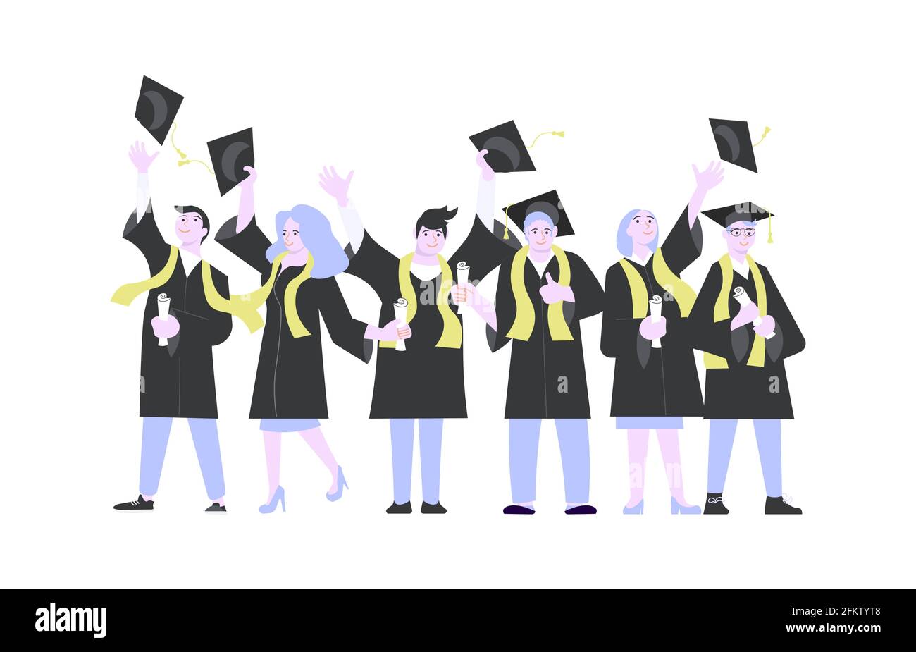 Group happy graduates throwing graduation Cut Out Stock Images ...