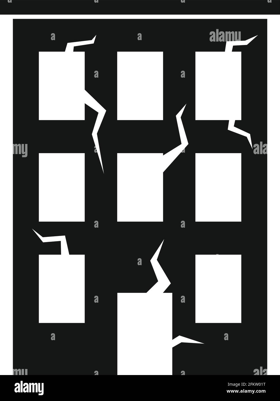 Broken building earthquake icon Black and White Stock Photos & Images ...