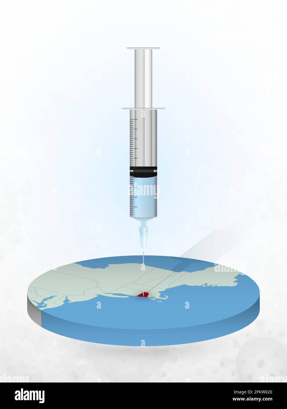Vaccination of Rhode Island, injection of a syringe into a map of Rhode ...