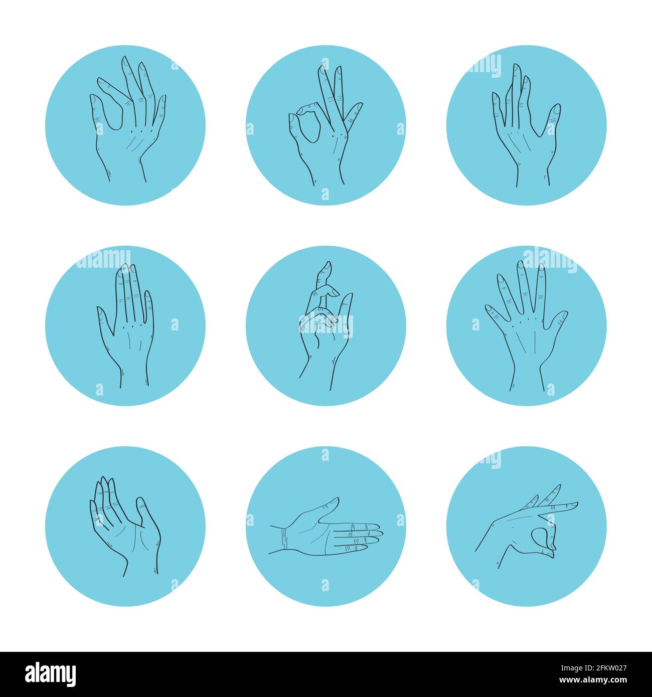 Nine hands Stock Vector Images - Alamy