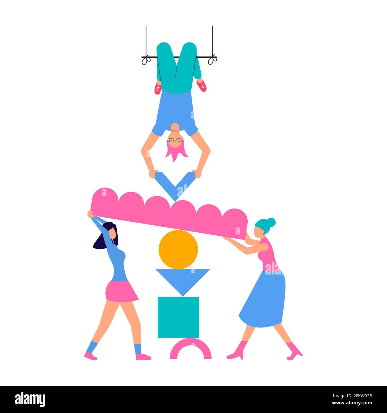 Successful business team building pyramid. People with puzzle jigsaw ...