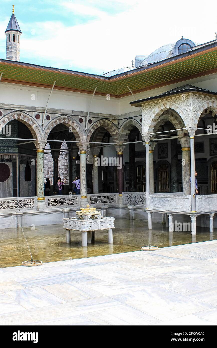 Istanbul, Turkey - May 13, 2013: Fountain at the Terrace next to ...