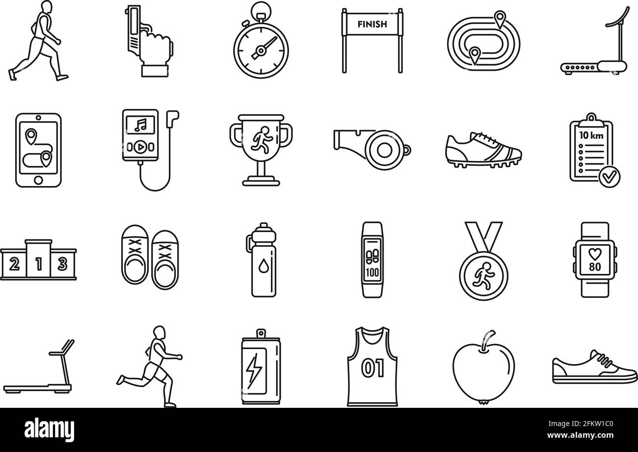 Running trail icons set, outline style Stock Vector Image & Art - Alamy
