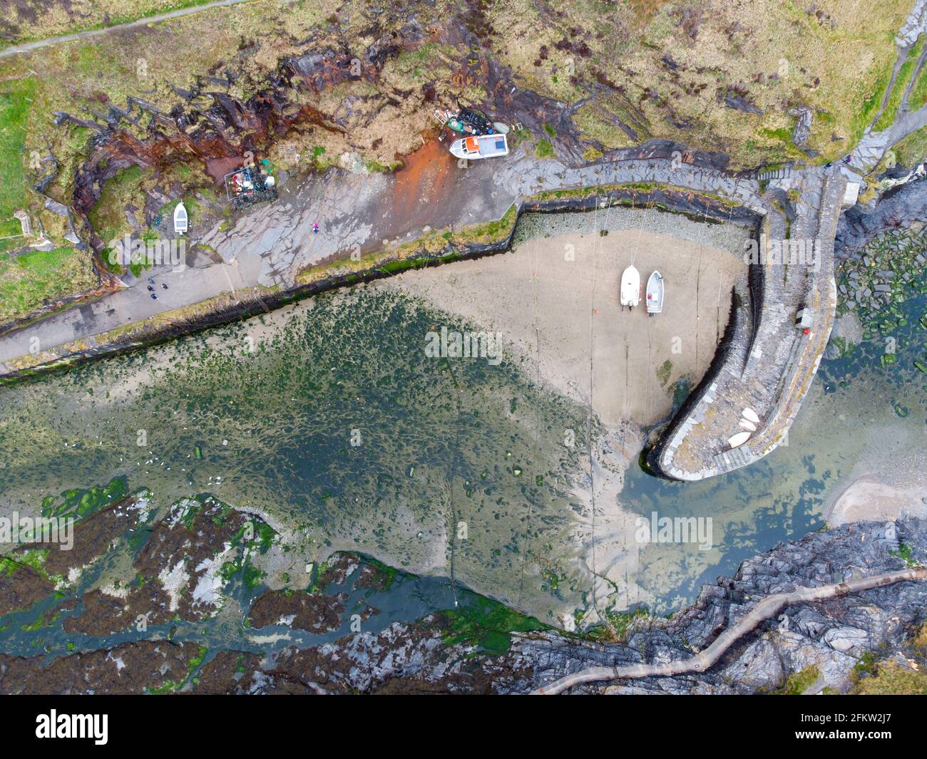 Boscastle harbour Cornwall England uk aerial drone from above Stock ...