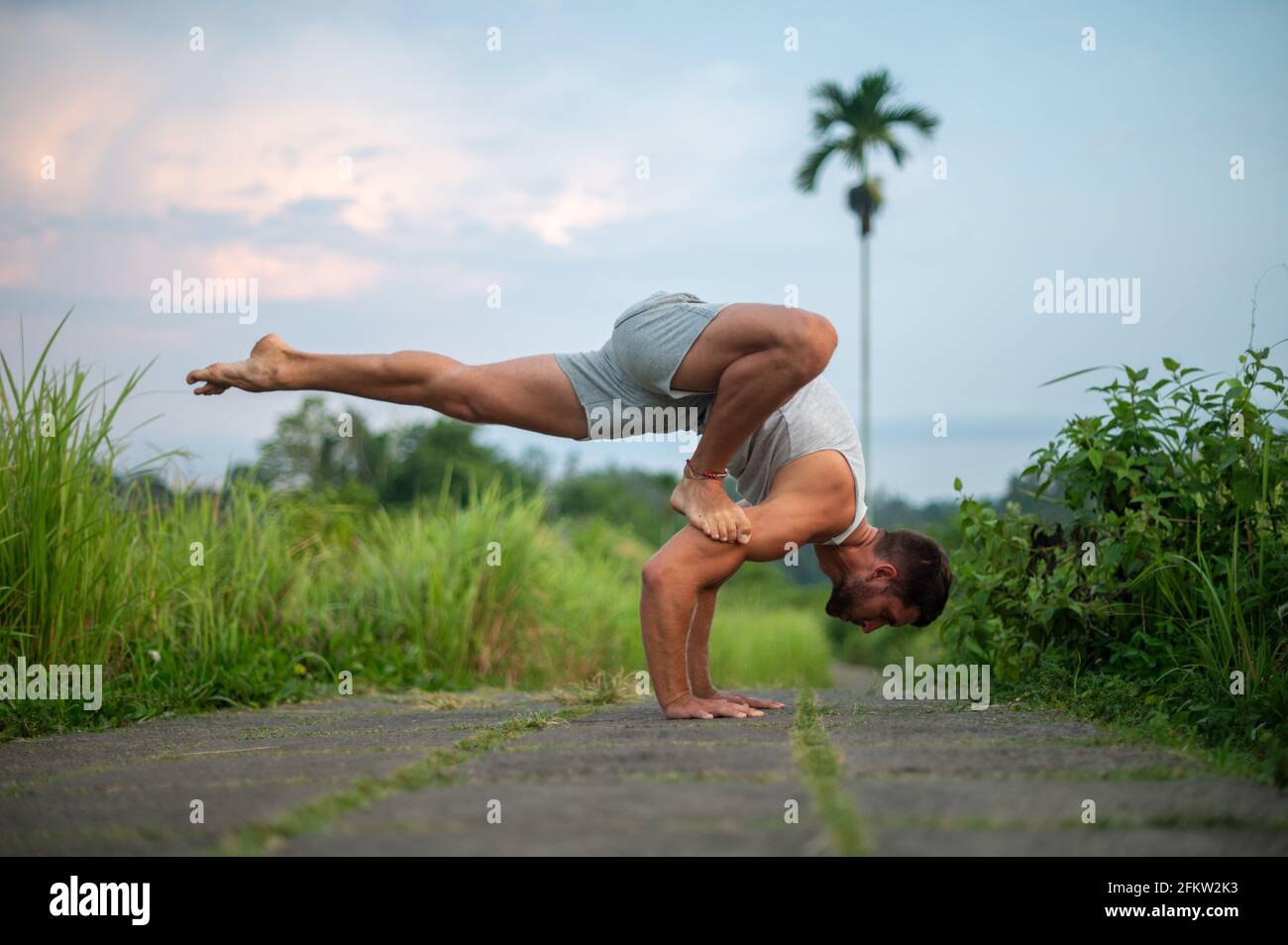 Man practice Yoga practice and meditation outdoor Stock Photo - Alamy