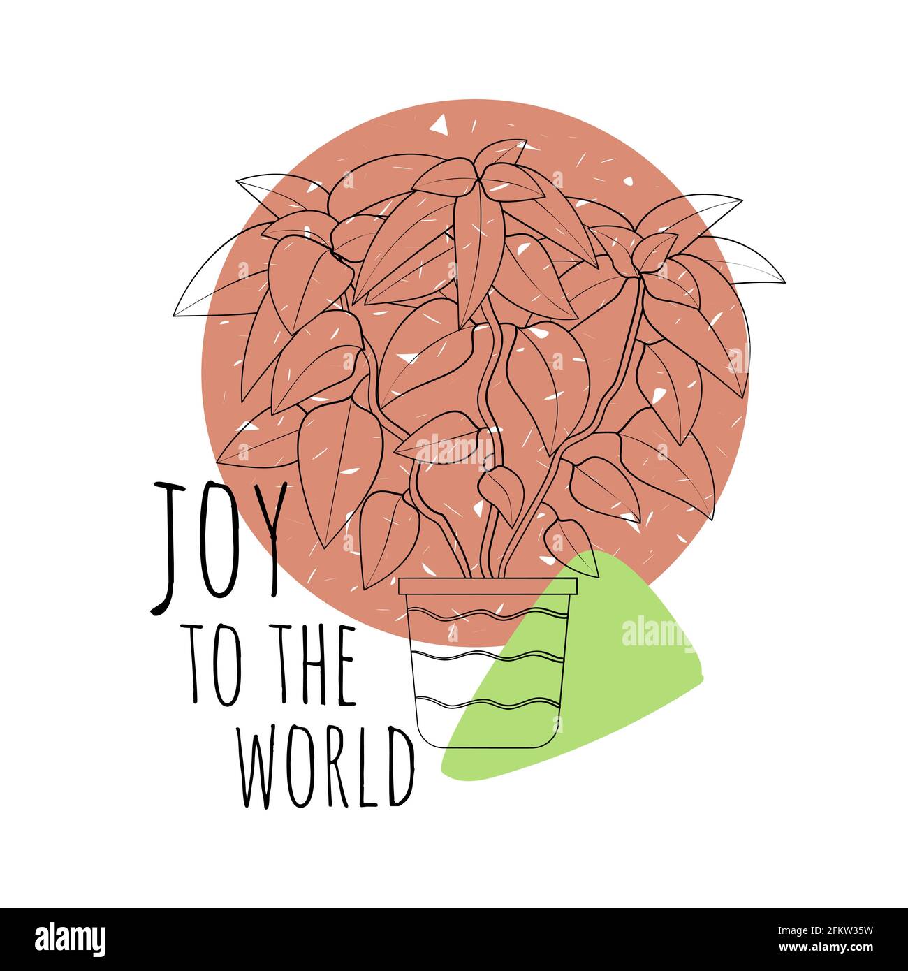 Minimalist boho illustration of quote Joy to the world with black line ...