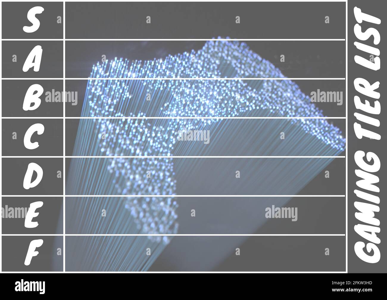 Composition of gaming tier list text and tier grid in white with gaming ...