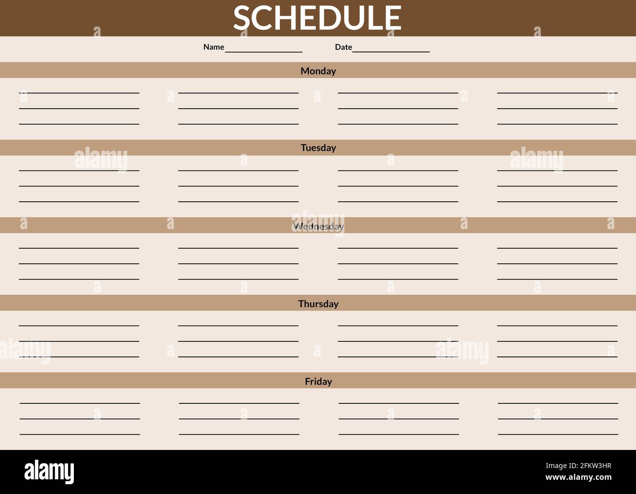 Composition of schedule in white text with days of week and grid in ...