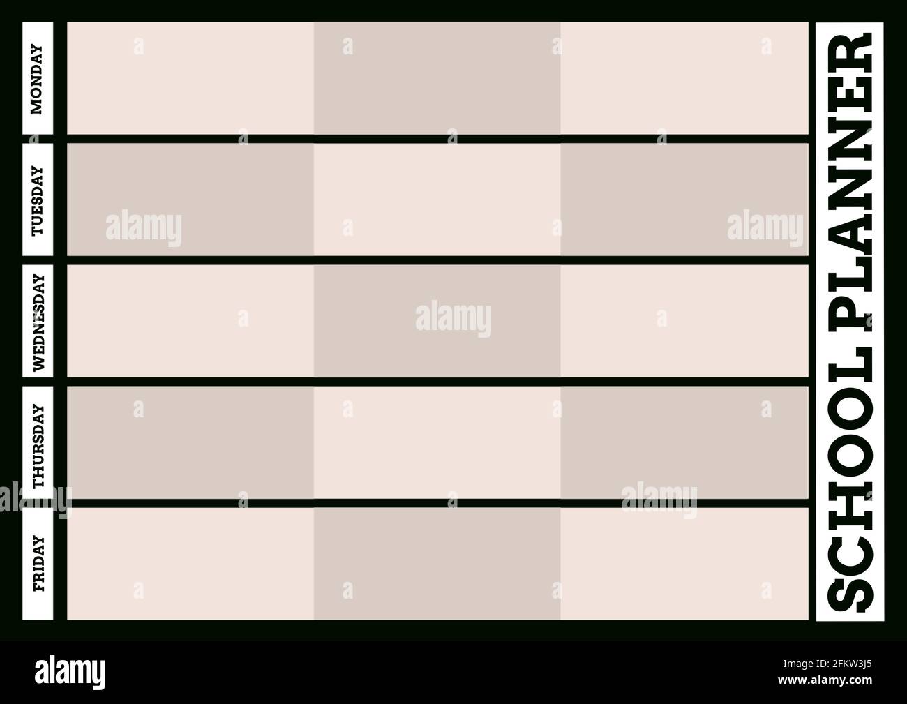 Composition of school planner and days of week text and grid in black ...