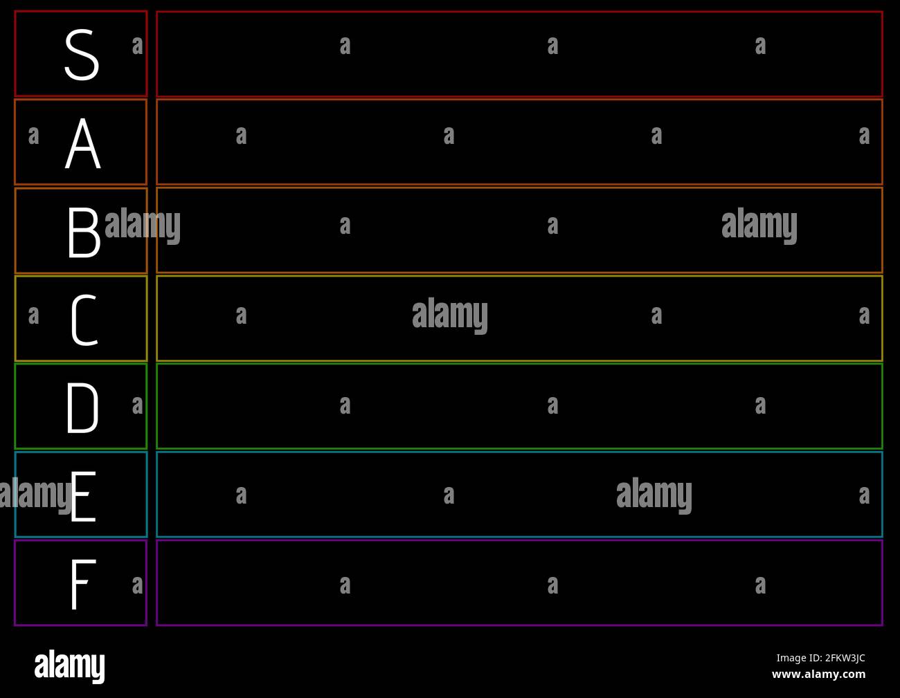 Composition of tier list with white letters and colourful line grid on ...