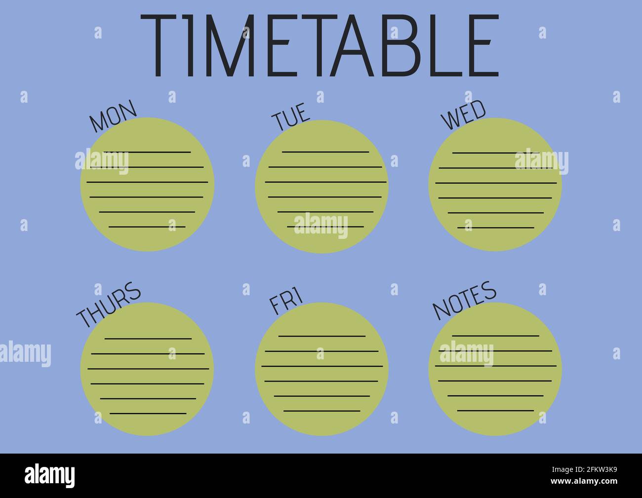 Composition of timetable and days of week in black text, with yellow ...