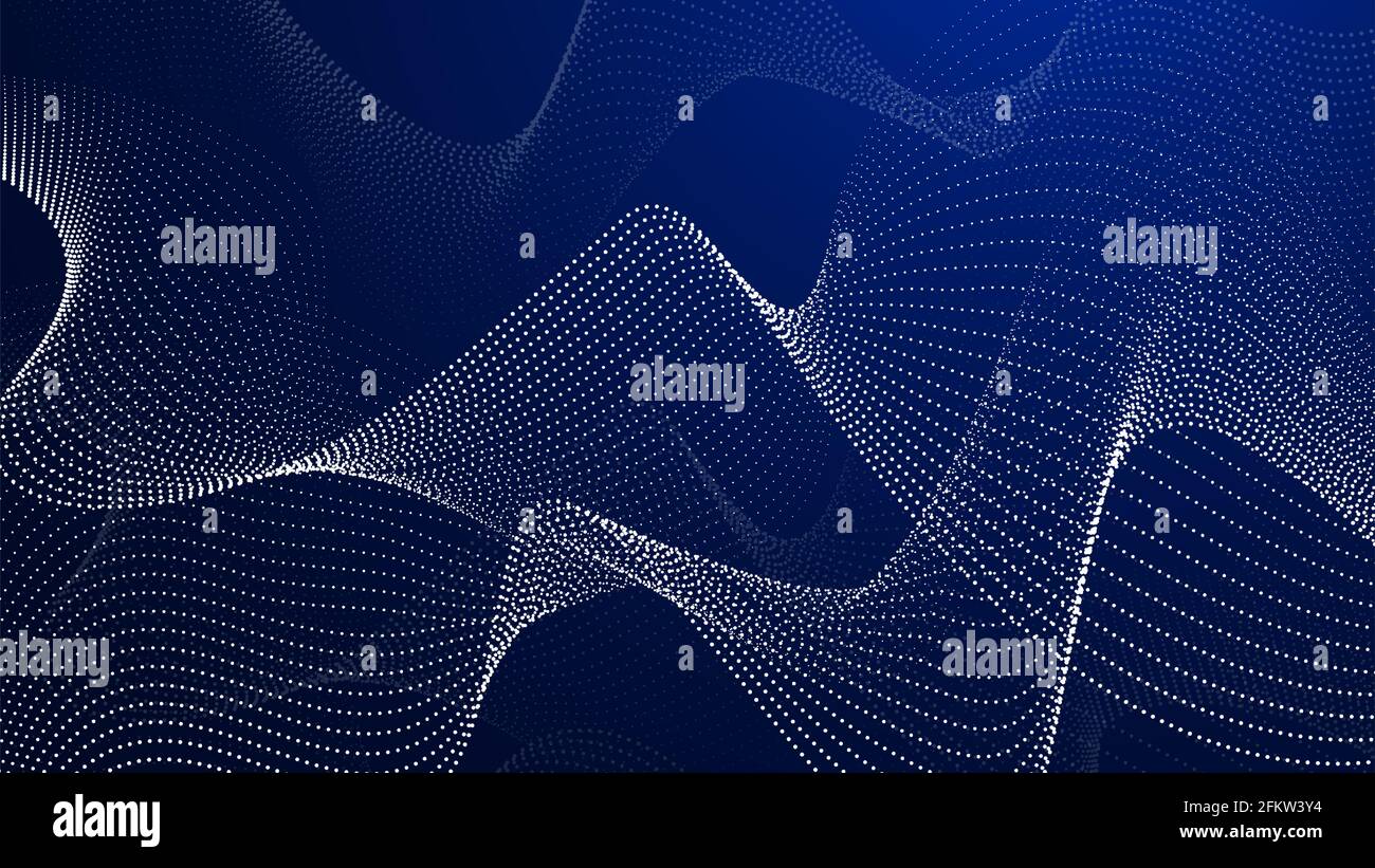 Abstract Contour Wave White Line on Blue Background. Vector ...