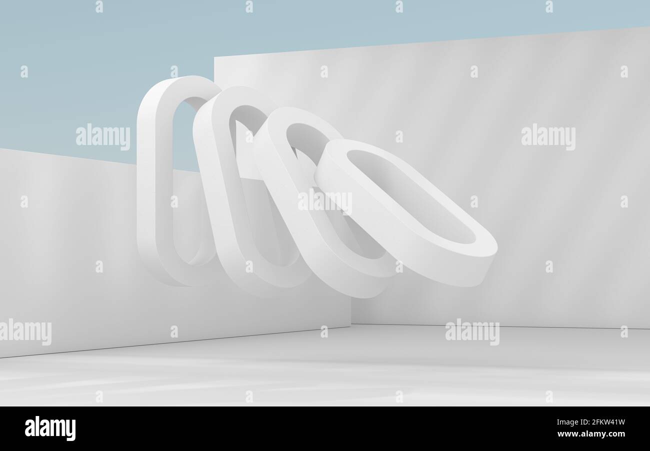 Repetitive geometry torus shapes, 3d rendering. Computer digital ...