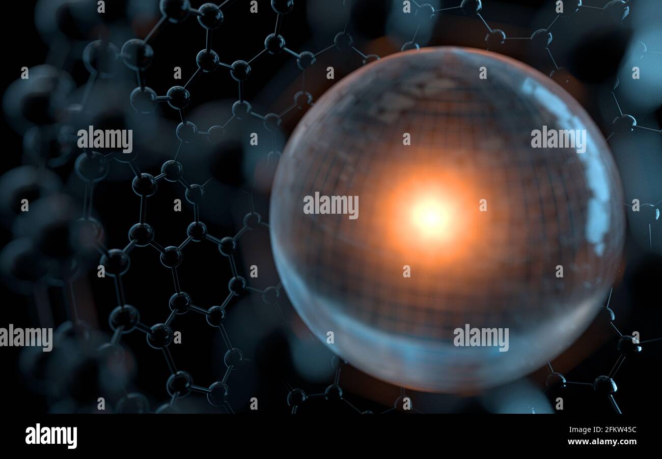 Biochemistry scientific node, molecular connection, 3d rendering ...
