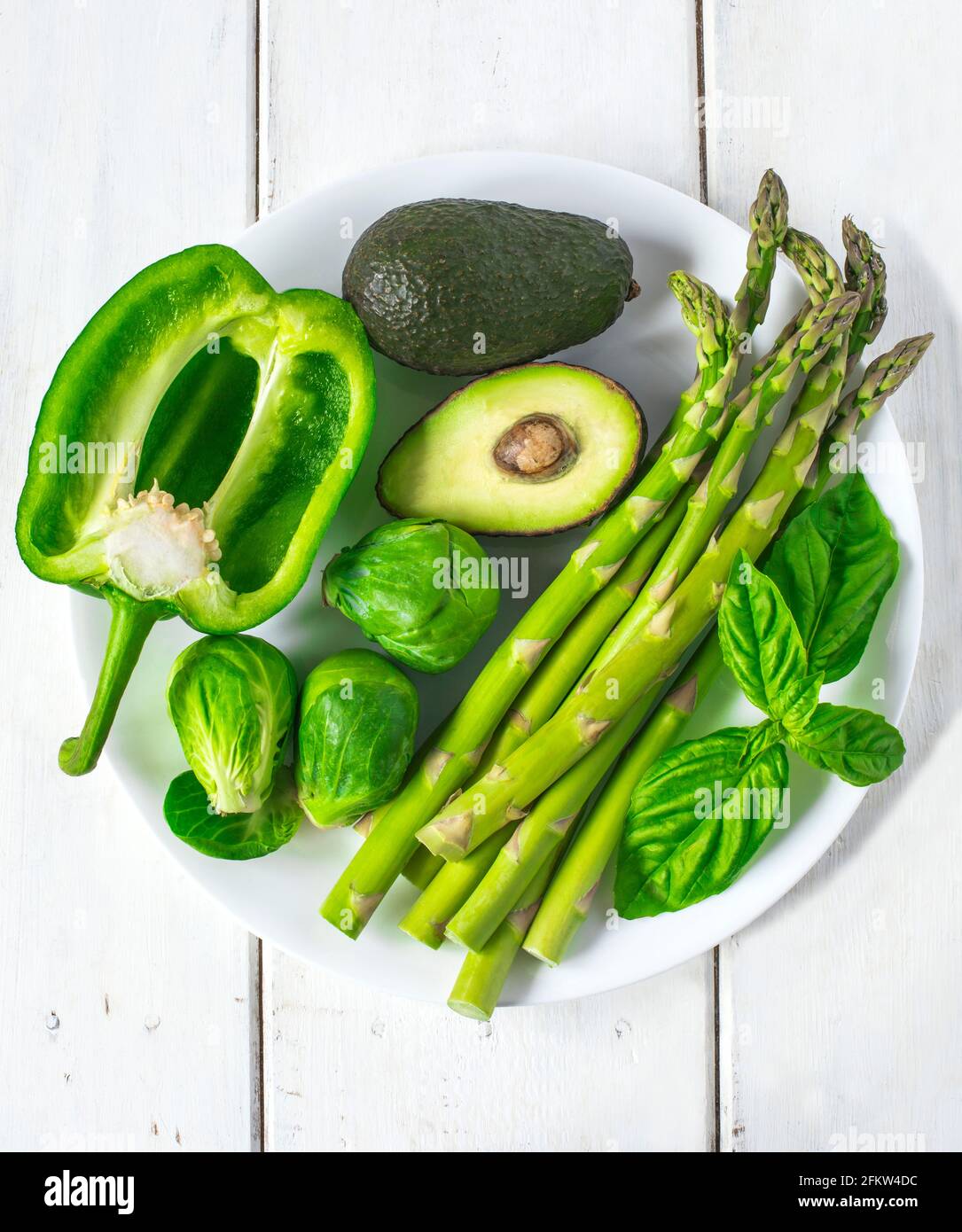 Top view on collection of green vegetables brussels sprouts hi-res ...