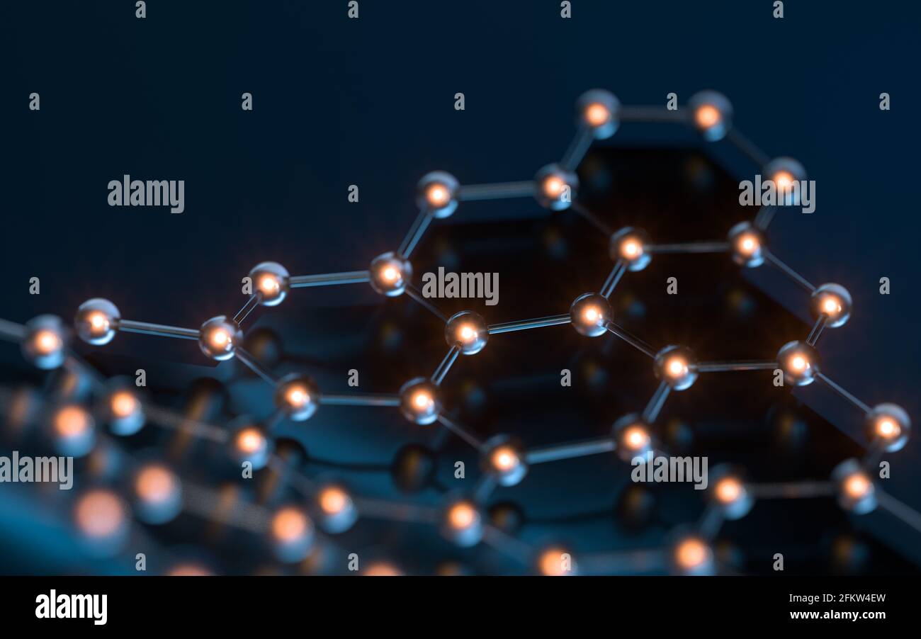 Biochemistry scientific node, molecular connection, 3d rendering ...