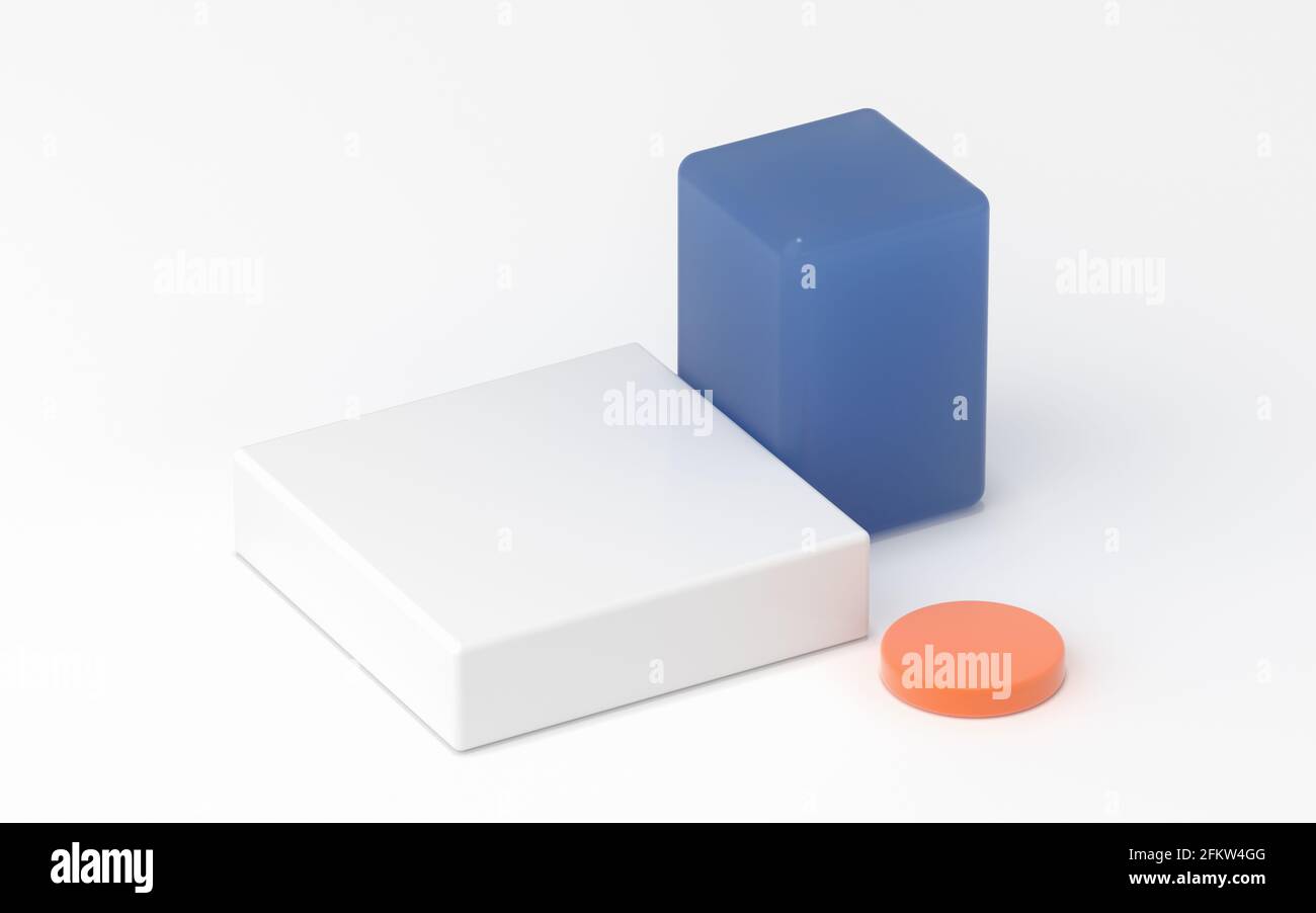 Empty object cubes with white background, 3d rendering. Computer ...