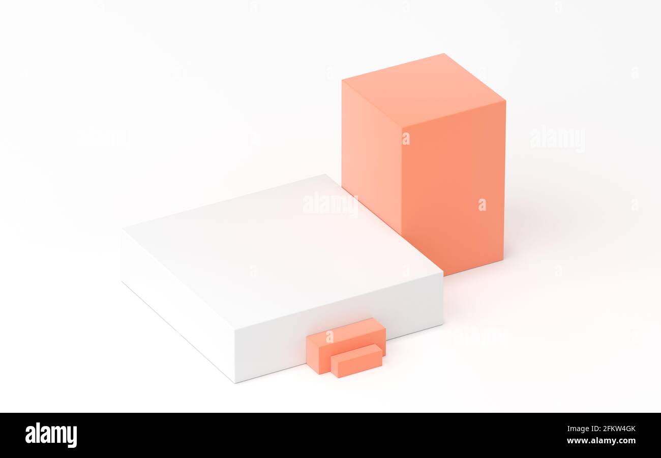 Empty object cubes with white background, 3d rendering. Computer ...