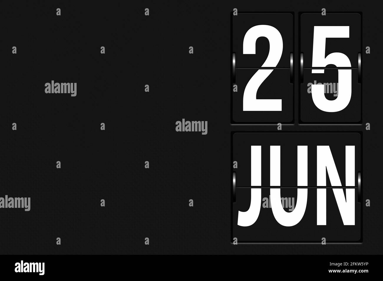 June 25th. Day 25 of month, Calendar date. Calendar in the form of a ...