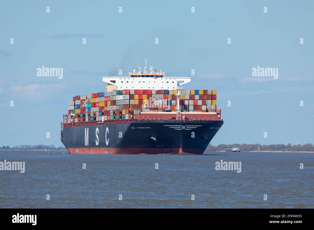Stade, Germany – April 24, 2021: Container vessel MSC HAMBURG, owned by ...