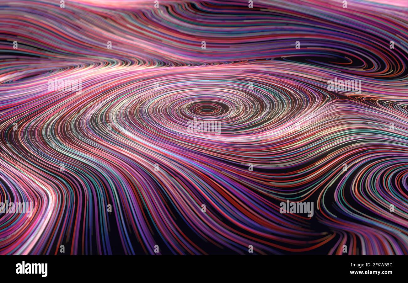 Magic vortex lines, fantasy wave pattern, 3d rendering. Computer ...