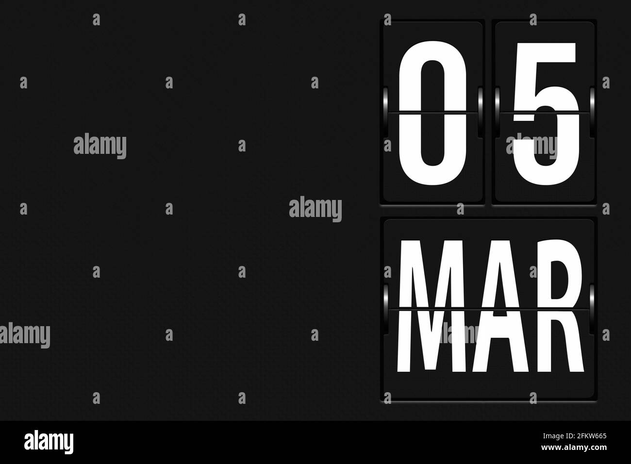 March 5th. Day 5 of month, Calendar date. Calendar in the form of a ...