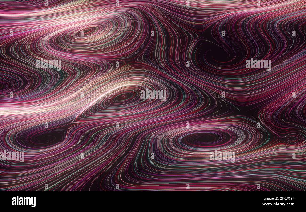 Magic vortex lines, fantasy wave pattern, 3d rendering. Computer ...