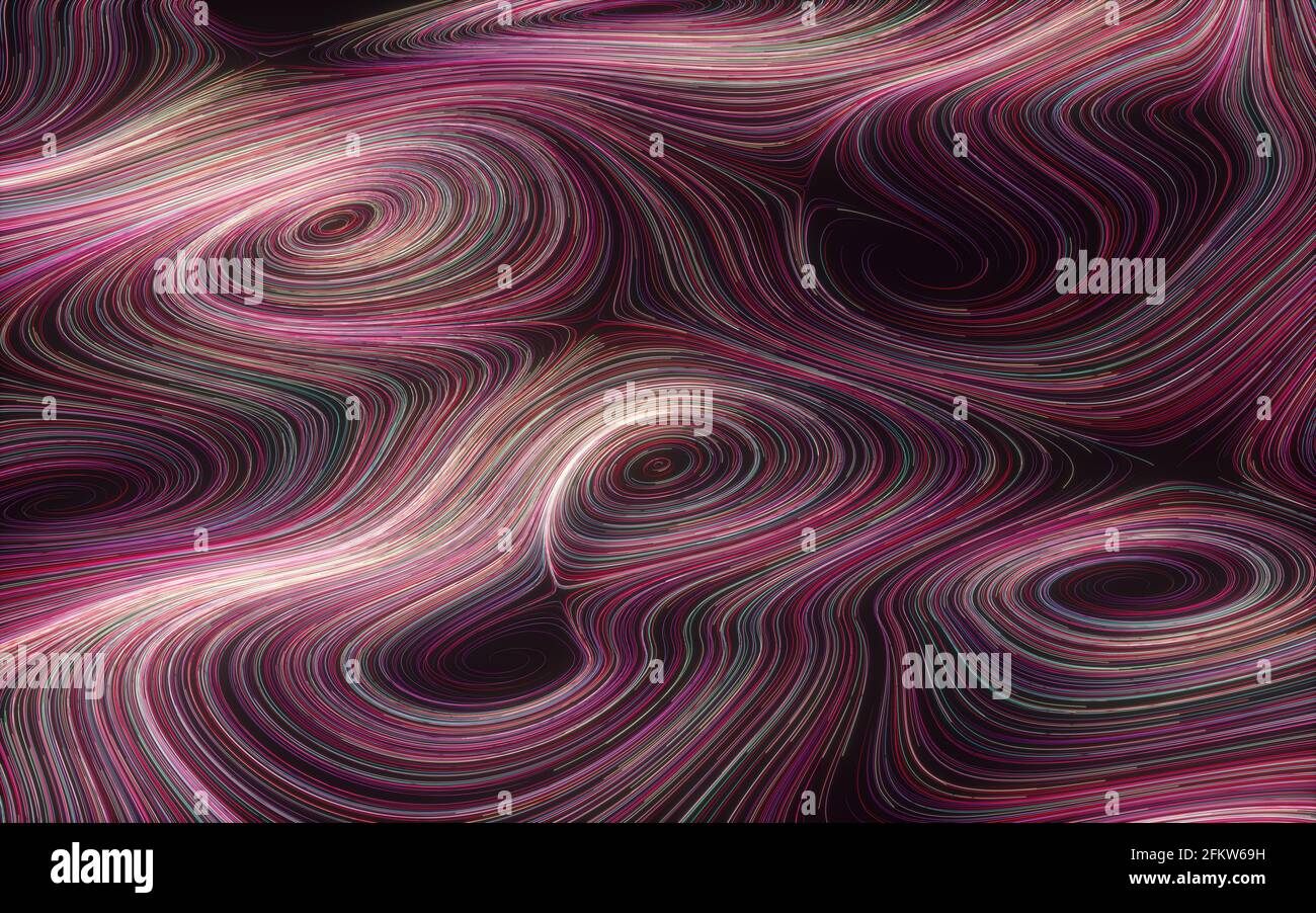 Magic vortex lines, fantasy wave pattern, 3d rendering. Computer ...