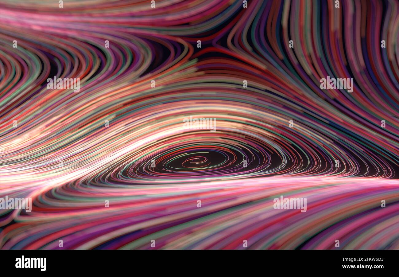Magic vortex lines, fantasy wave pattern, 3d rendering. Computer ...