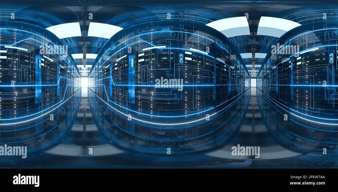 Server racks in computer network security server room data center, 3d ...