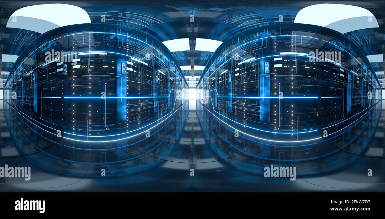 Server racks in computer network security server room data center, 3d ...