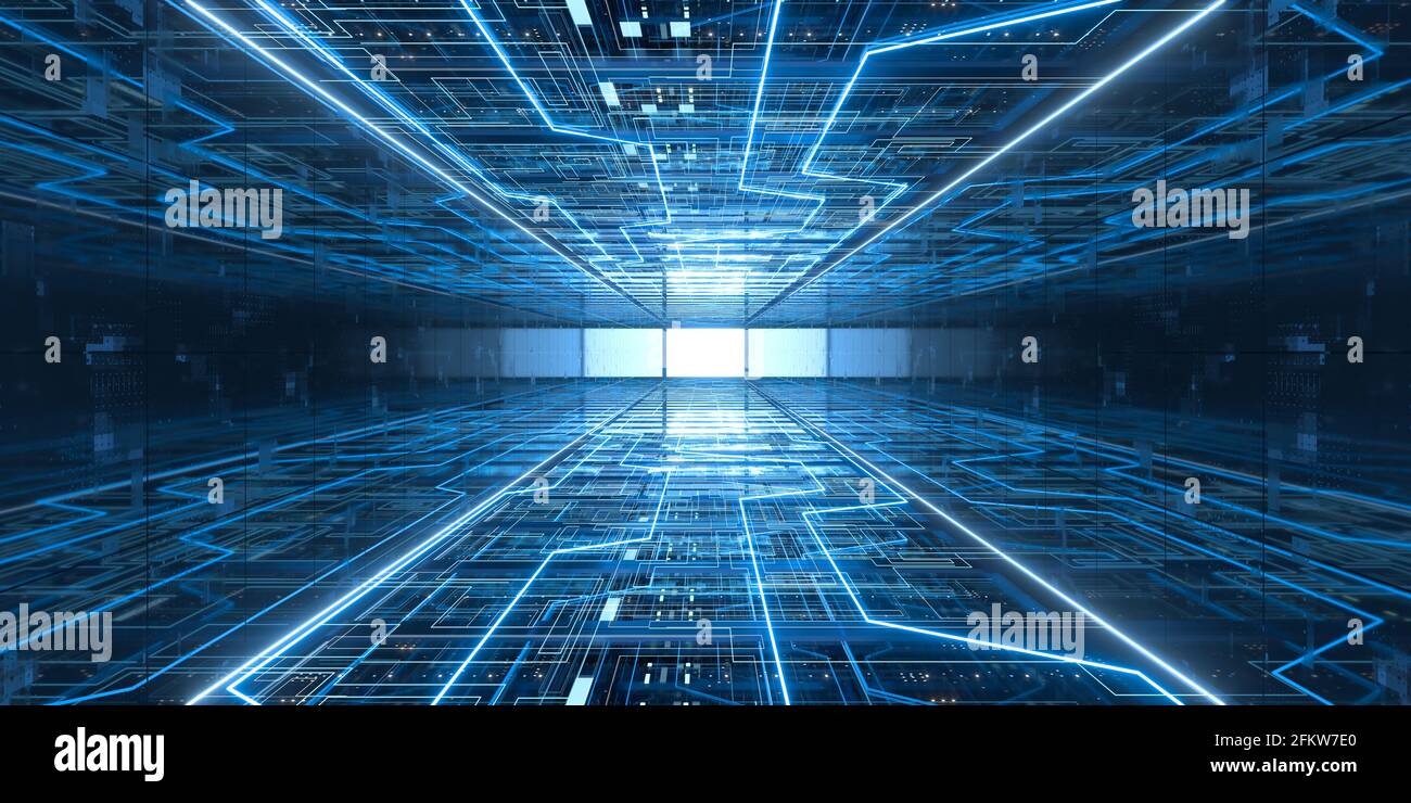 Server racks in computer network security server room data center, 3d ...