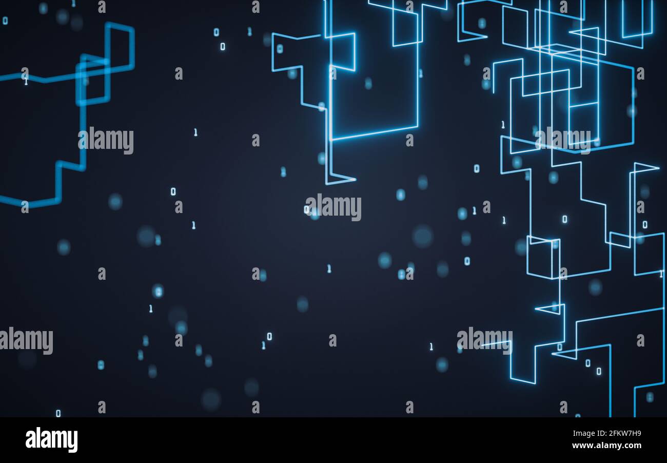 Abstract electrical lines with dark background, 3d rendering. Computer ...