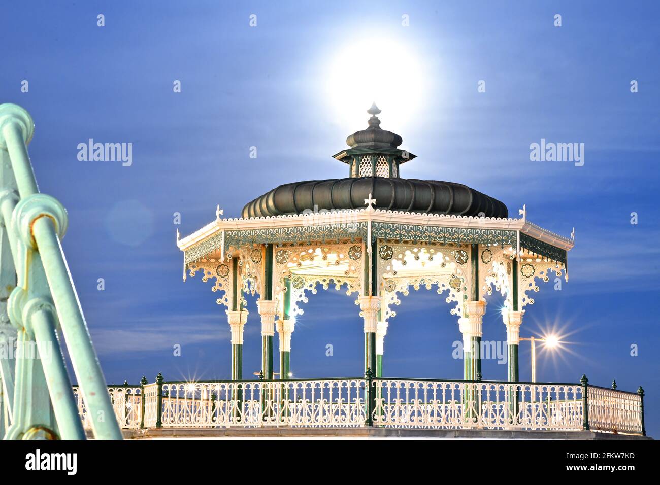 Bandstand on Brighton and Hove seafront on a full moon Stock Photo - Alamy