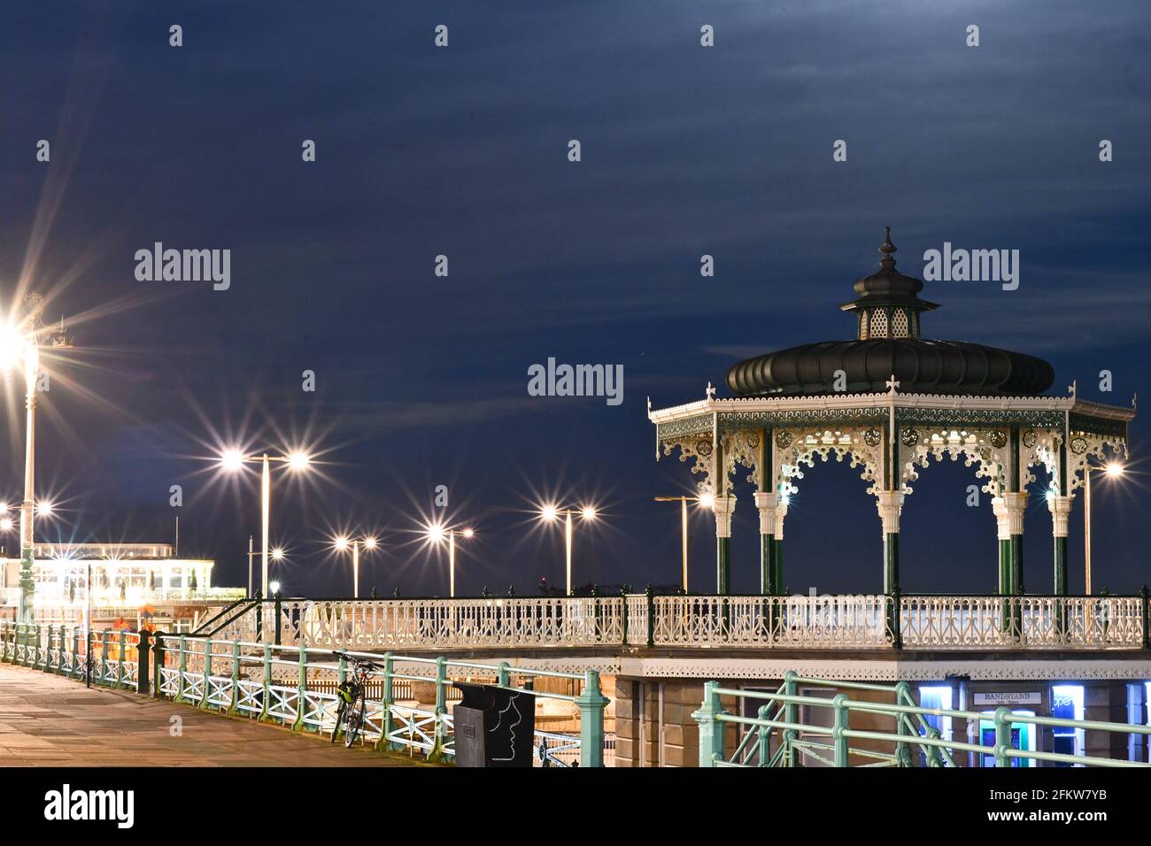 Bandstand on Brighton and Hove seafront on a full moon Stock Photo - Alamy