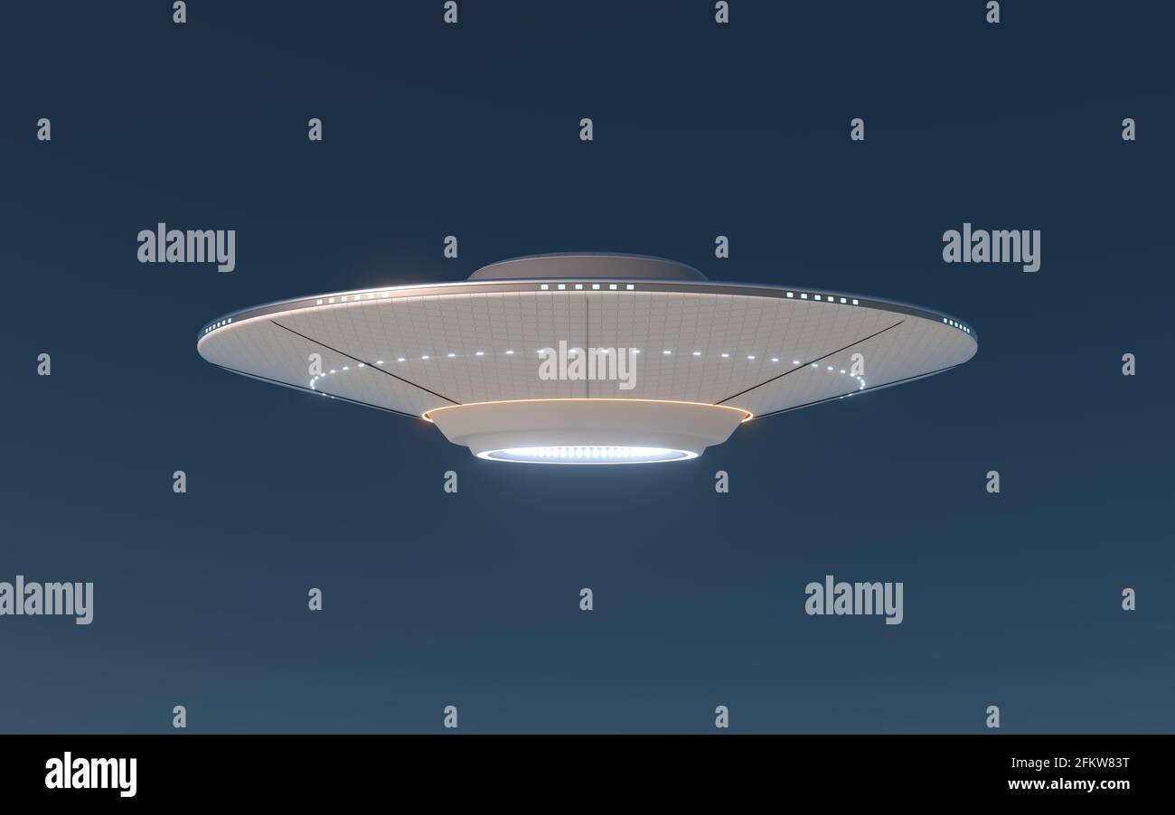 Science fiction UFO spaceships, 3d rendering. Computer digital drawing ...