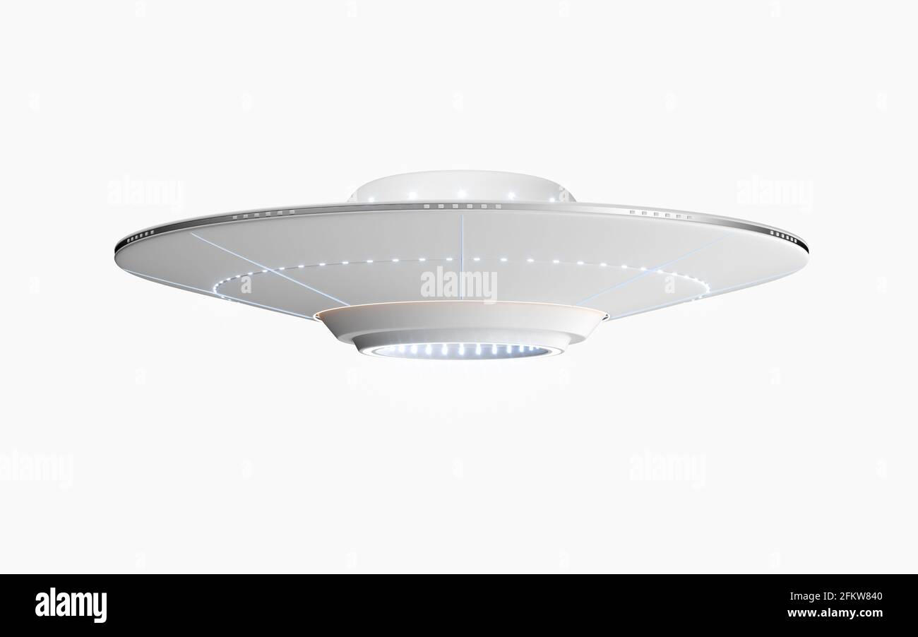 Science fiction UFO spaceships, 3d rendering. Computer digital drawing ...