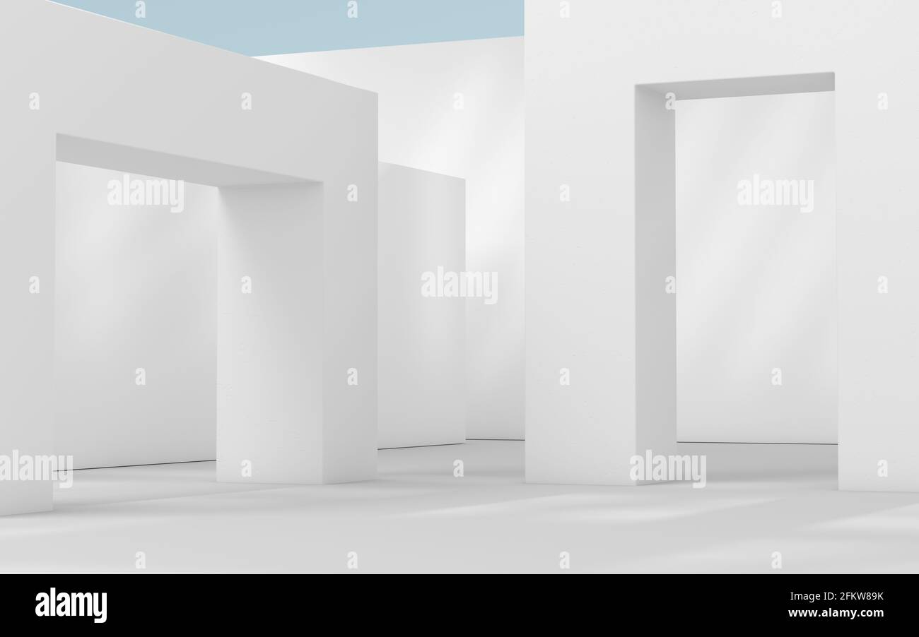 Empty building construction, with sunlight shade, 3d rendering ...