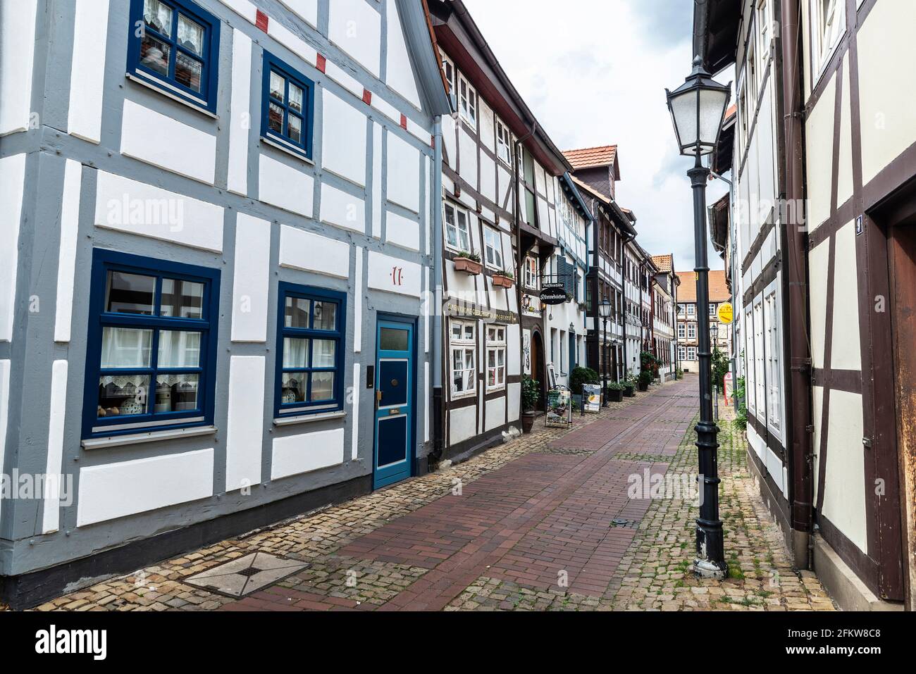 Hamelin, Germany - August 20, 2019: Street with medieval houses in the ...