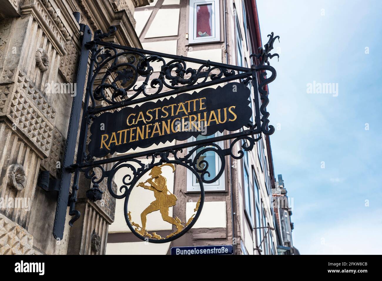 Hamelin, Germany - August 20, 2019: Drawing of the Pied Piper on a ...