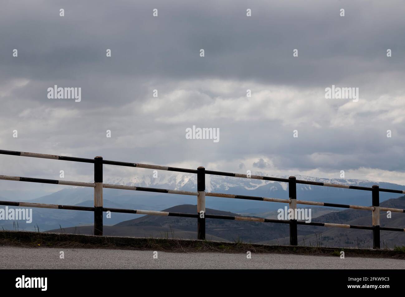 Mountain road with railings Stock Photo - Alamy