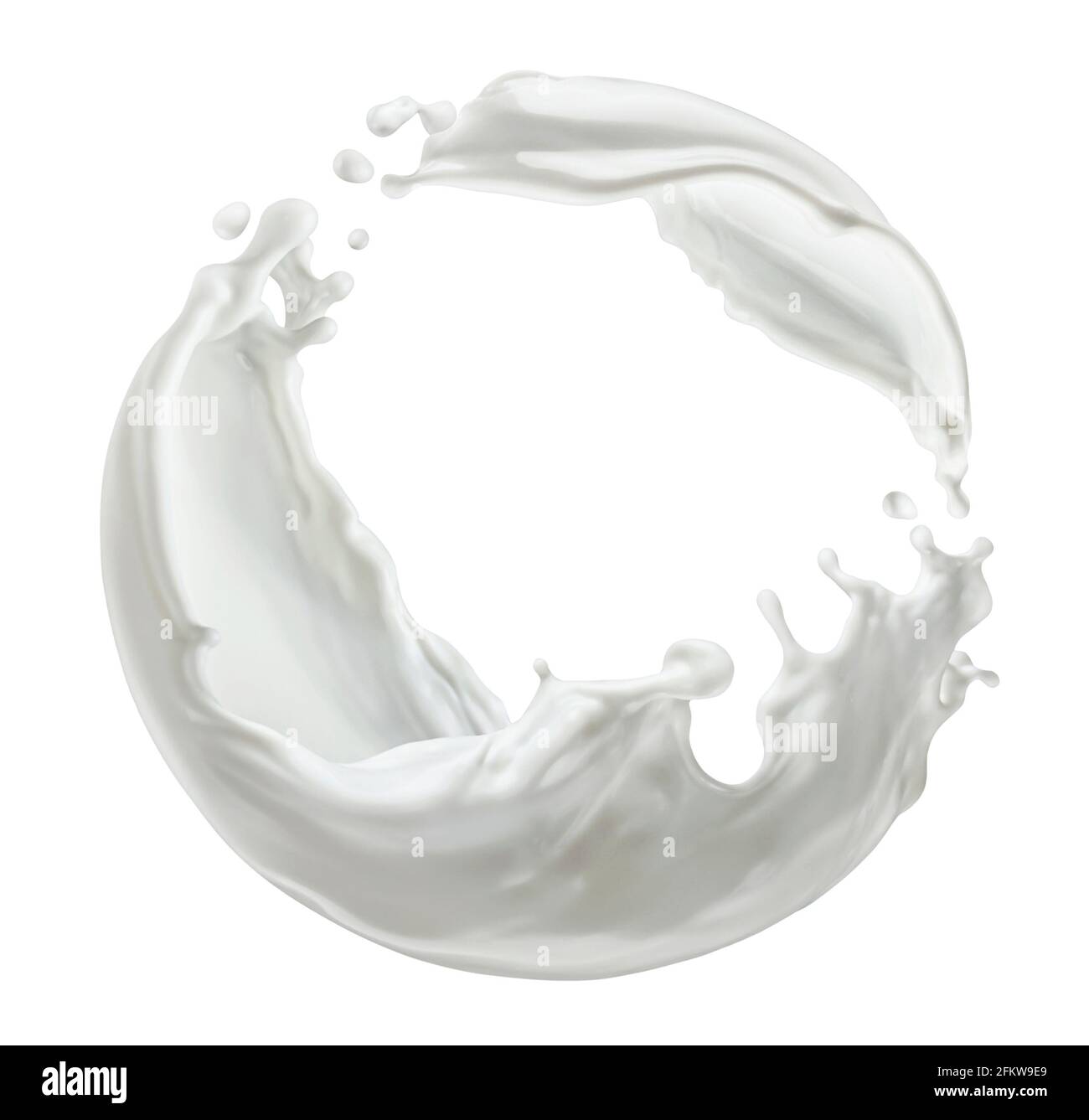 Circle milk splash isolated on white background Stock Photo - Alamy