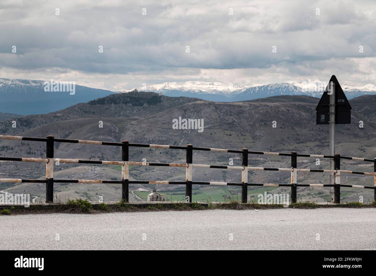 Mountain road with railings Stock Photo - Alamy