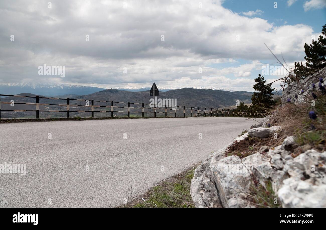 Mountain road with railings Stock Photo - Alamy