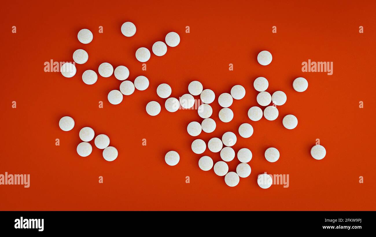 close-up of vitamin A tablets. dietary concept. dietary supplement ...