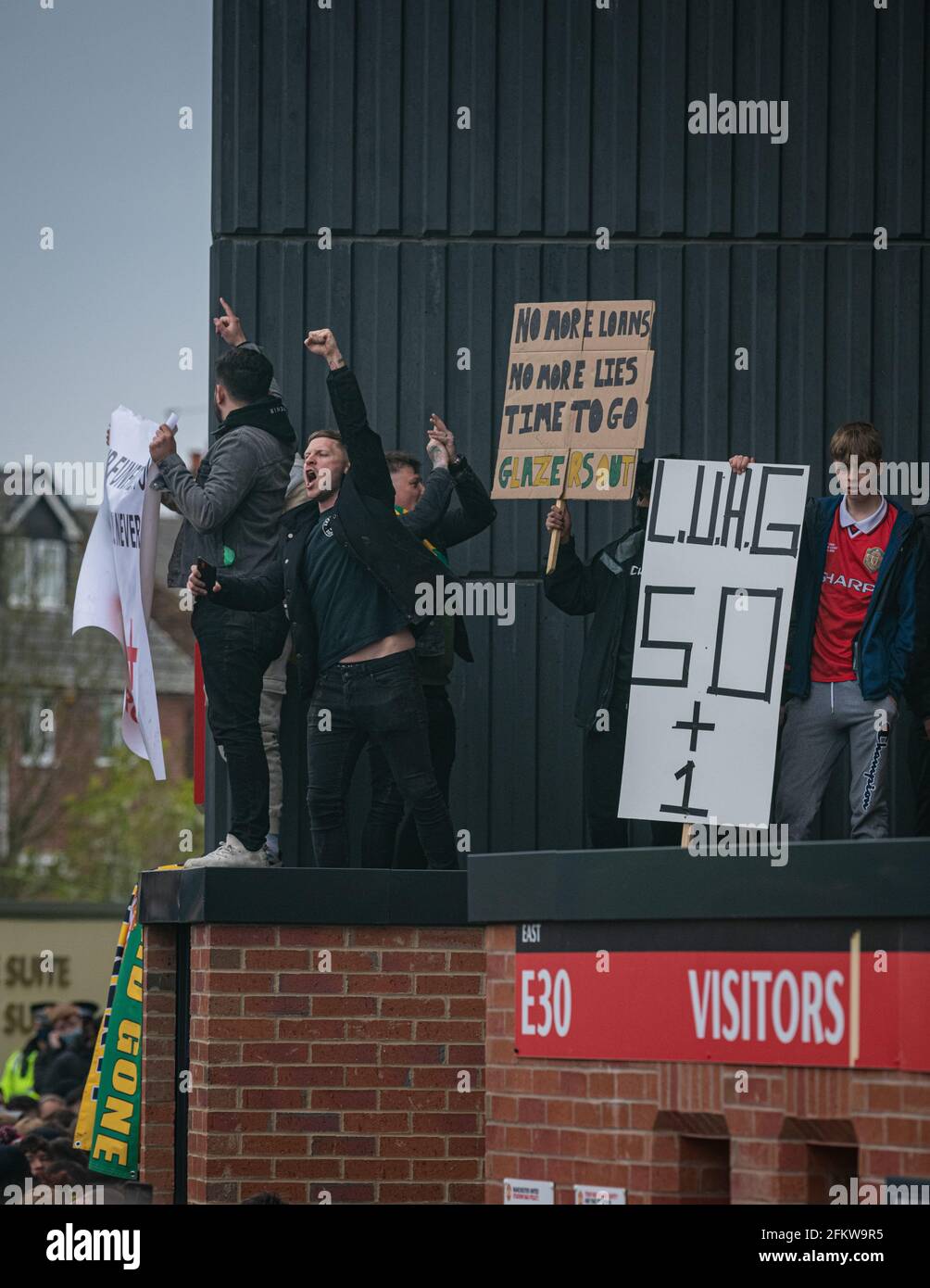 Manchester United fans protest outside Old Trafford Stock Photo - Alamy