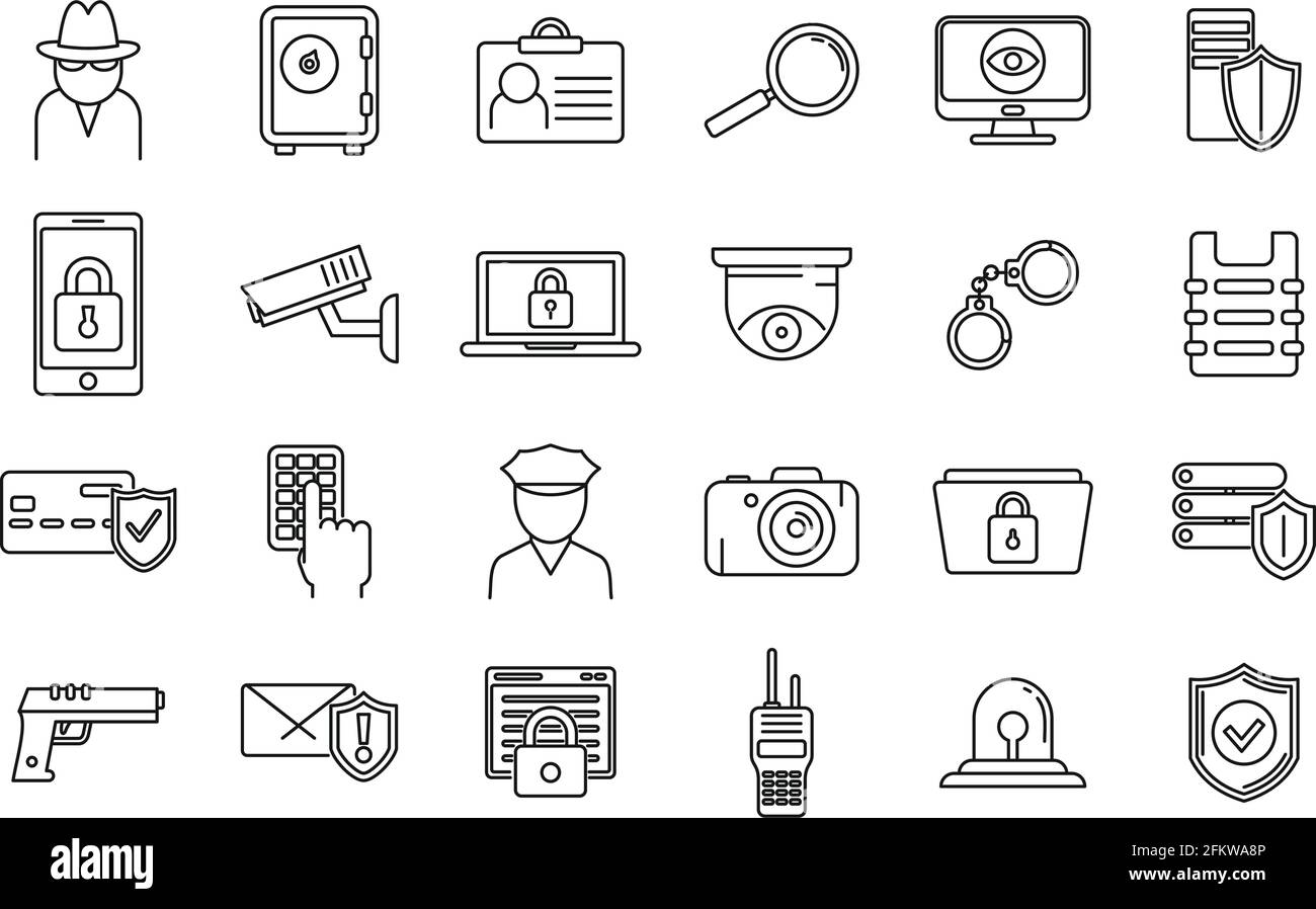 Security Service Scan Icons Set Outline Style Stock Vector Image And Art Alamy