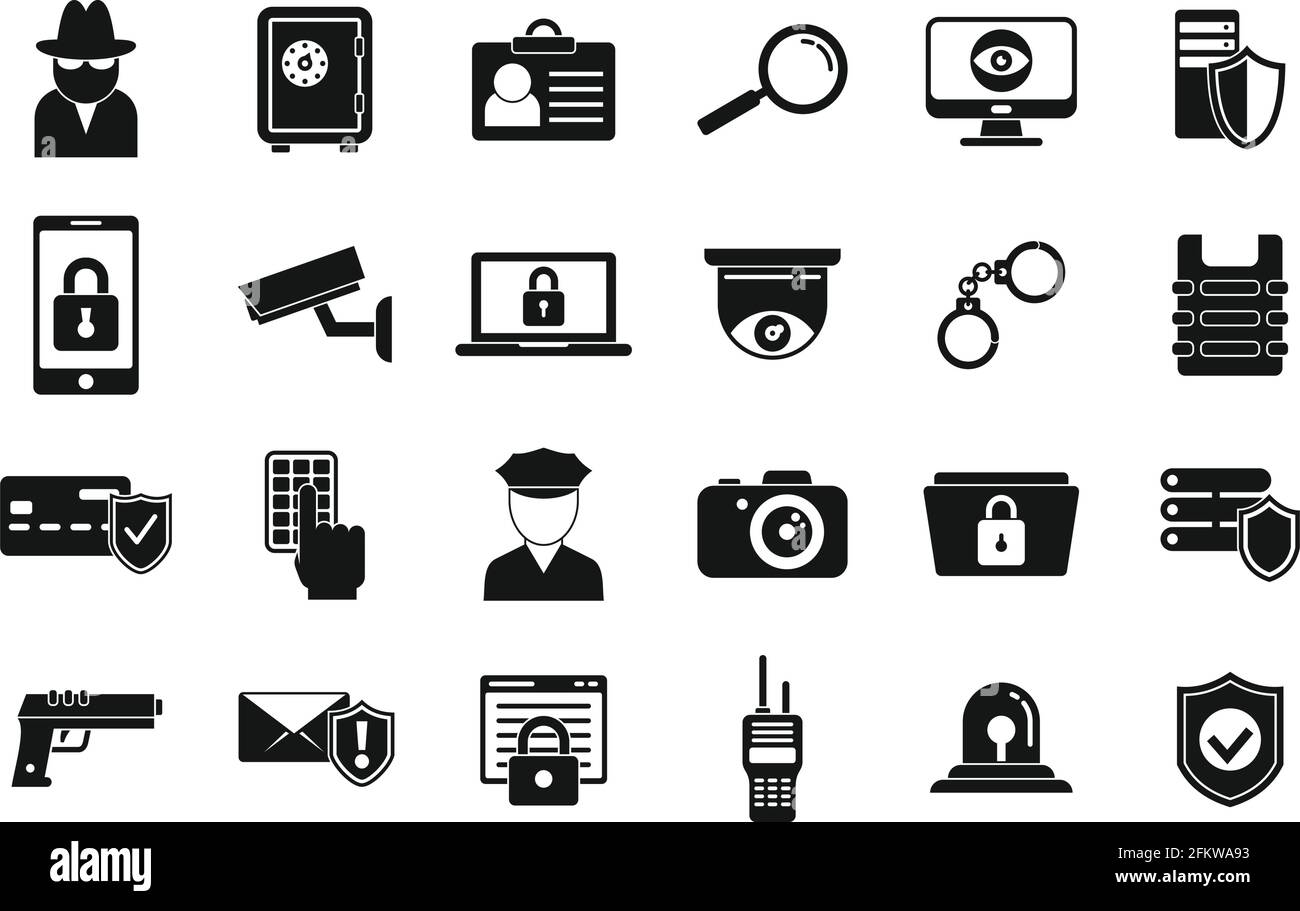 Security service icons set, simple style Stock Vector Image & Art - Alamy