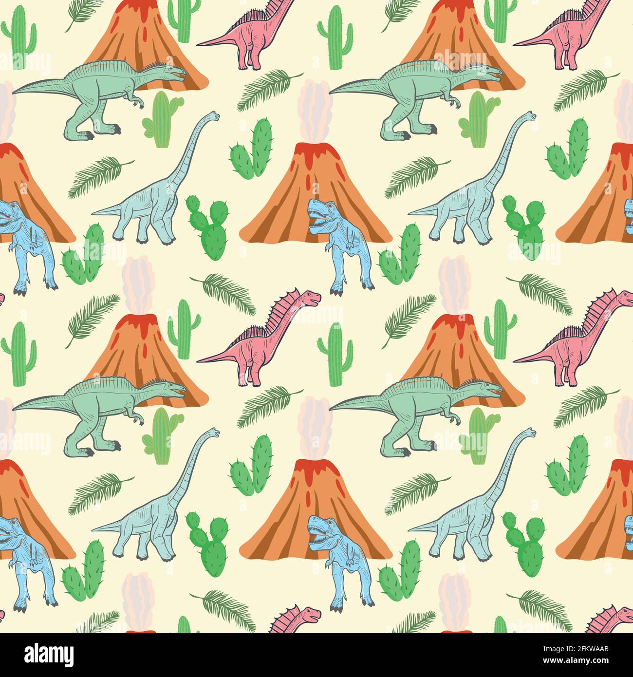 Seamless pattern with dinosaurs. Vector Stock Vector Image & Art - Alamy